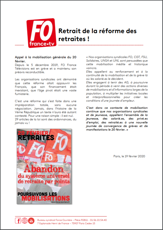 Retrait de la réforme des retraites ! - FO france•tv